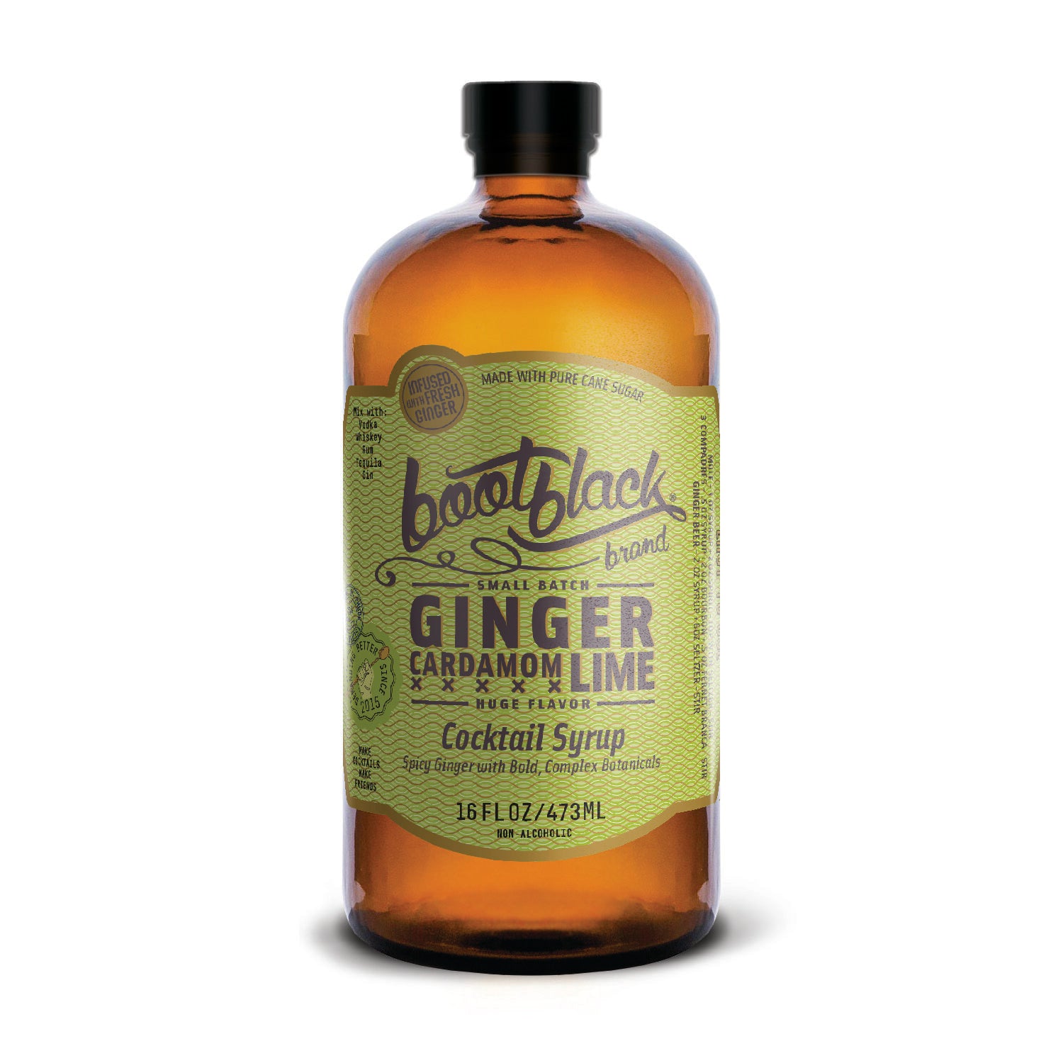 Ginger Cardamom Lime Cocktail Syrup - 16 OZ | Bootblack Brand